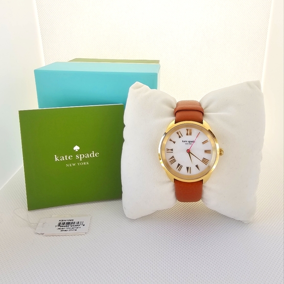 kate spade | Accessories | Kate Spade Mother Of Pearl Brown Strap Watch ...